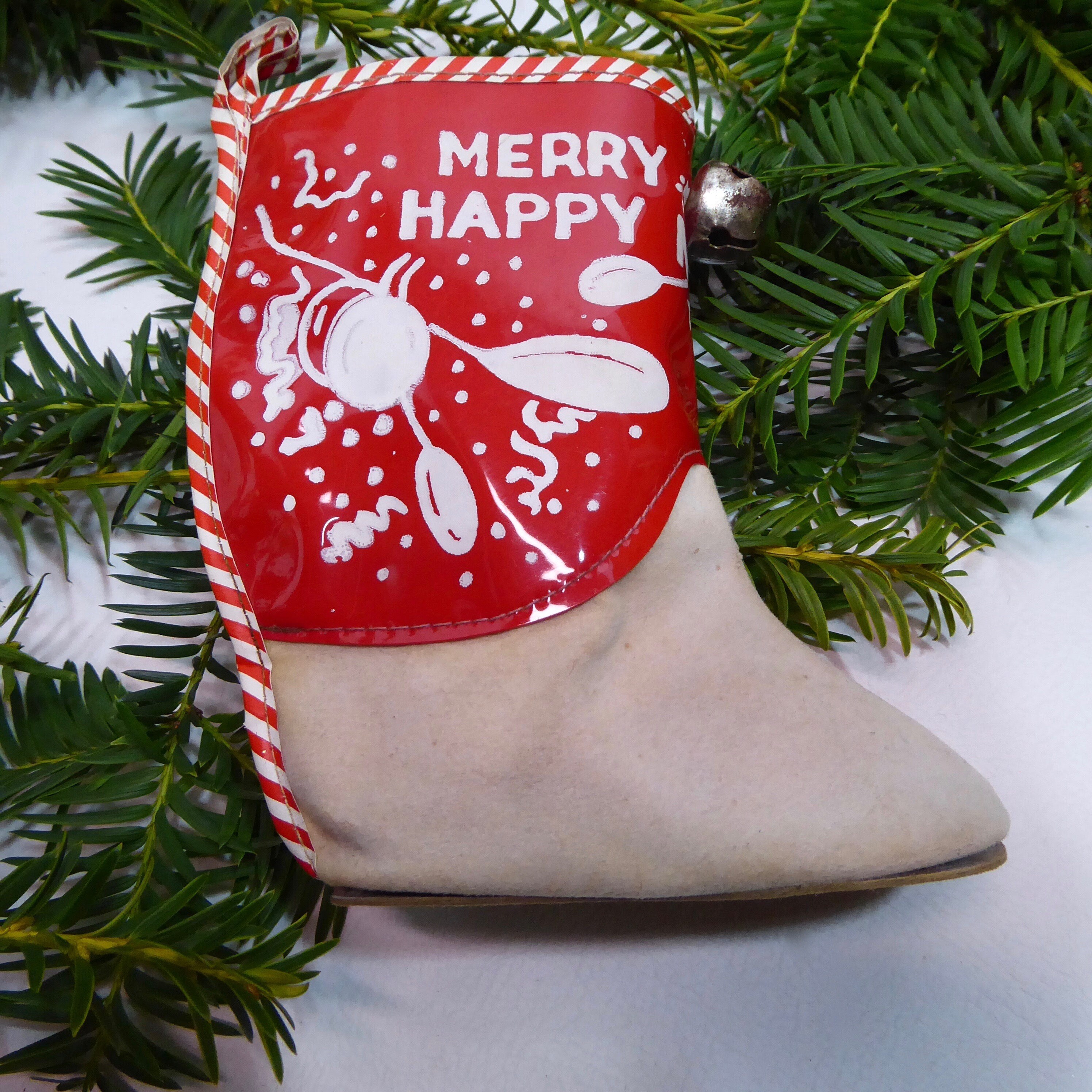 Vintage Bell Christmas boot. Made in the USA. Merry Christmas. Happy ...