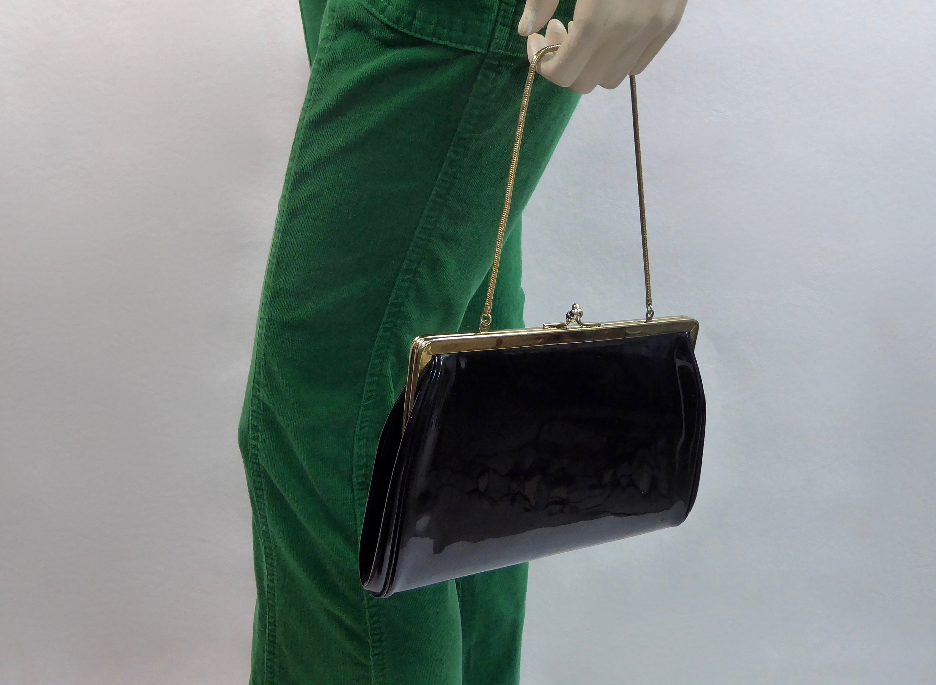 Ingber Black patent leather clutch bag. year end 1950.debut year 60 ...