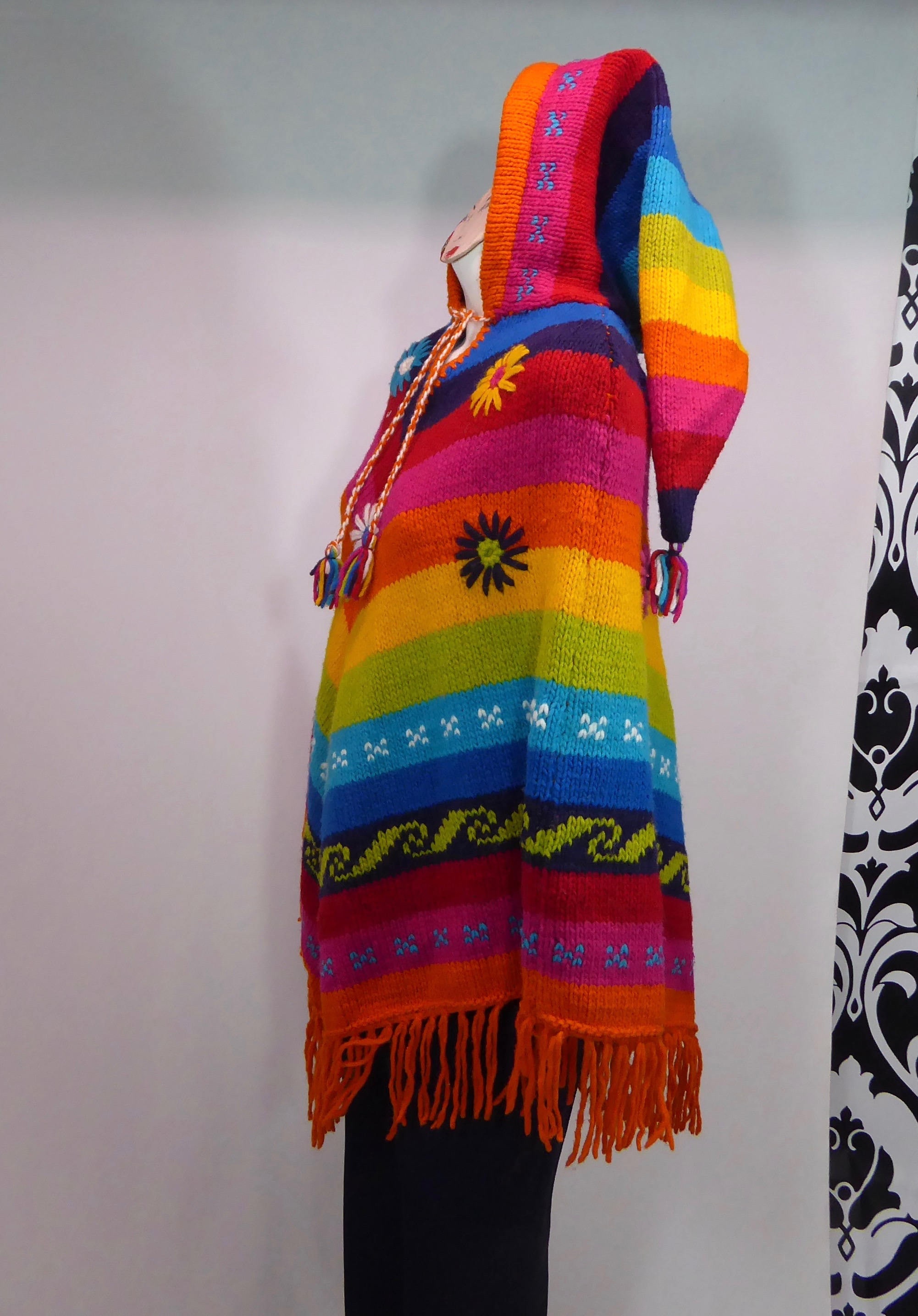 Vintage Peruvian Poncho Pointed Cap.
