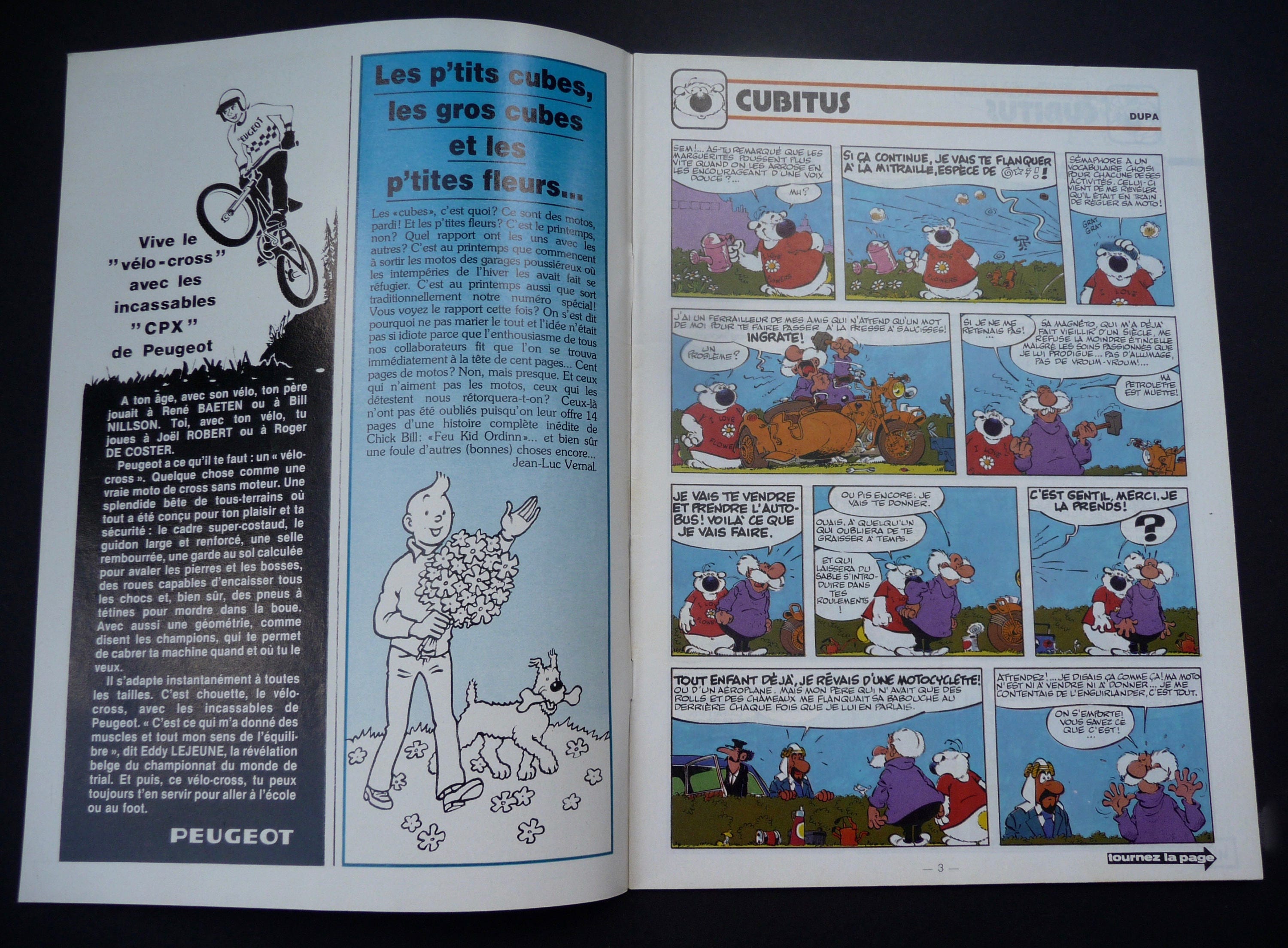 Tintin journal. Special motorcycle. 37 year no.13. March 30, 1982 ...