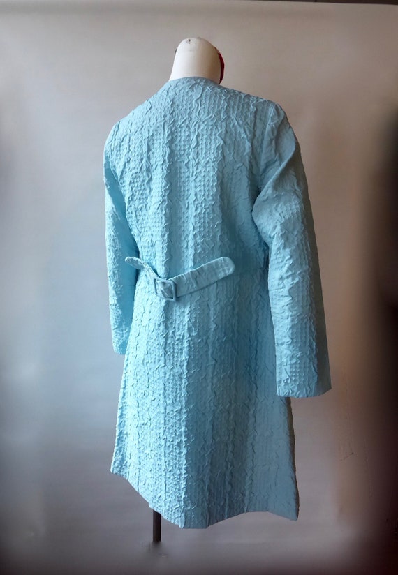 Powder blue jacket dress set 1960. Sleeveless dress. … - Gem