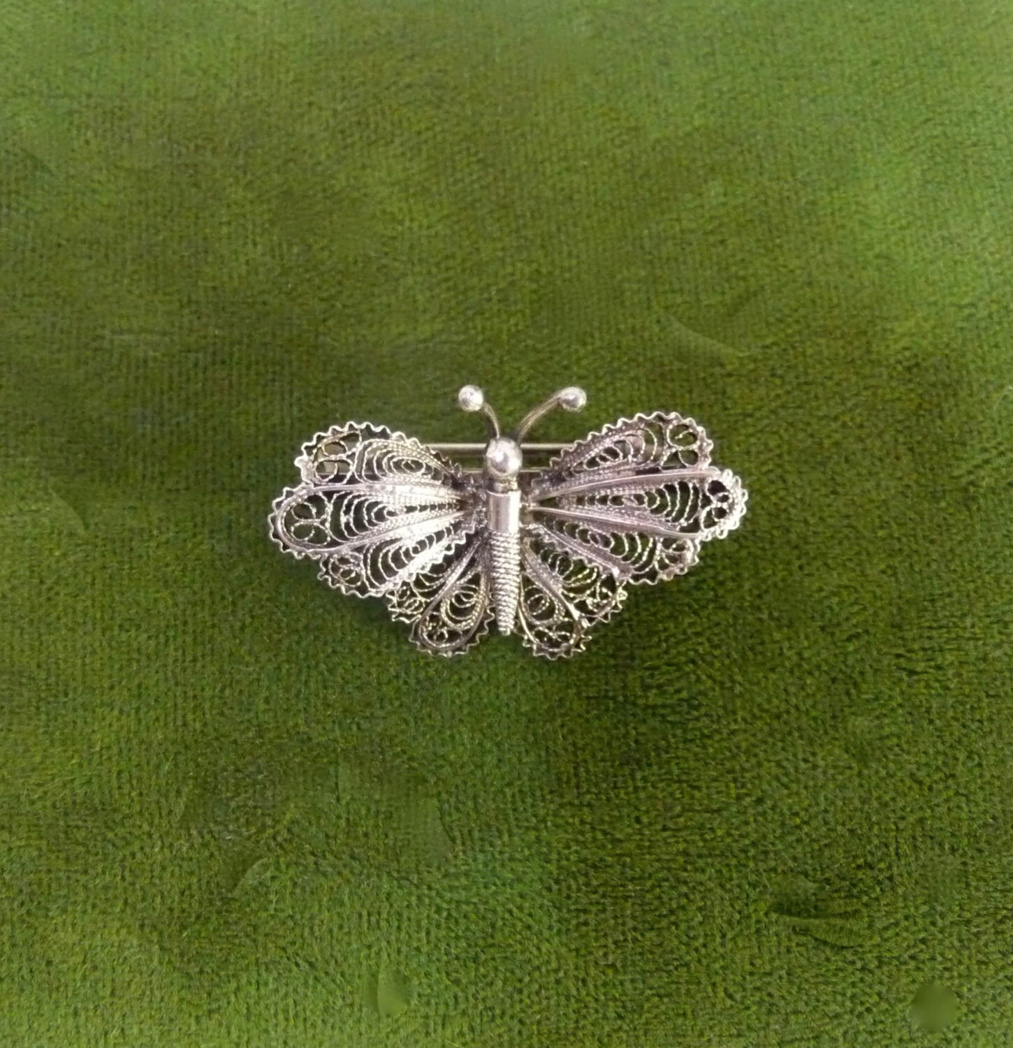 Brooch vintage filigree Butterfly mini. Sterling 900 poetic Edwardian