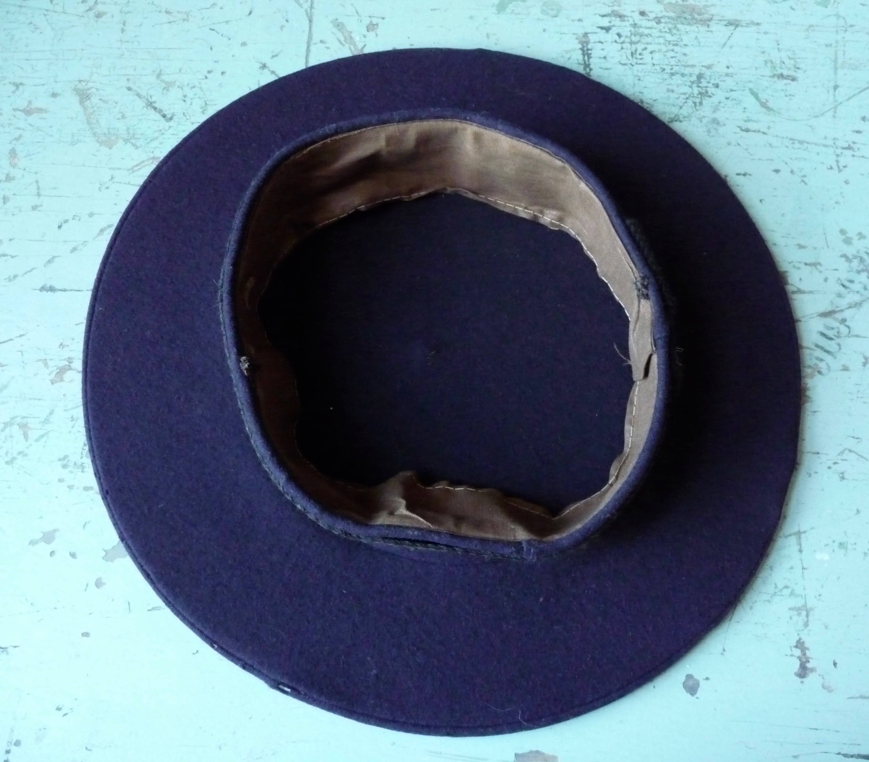 Edwardian 1900 child's English sailor hat. Felt Navy Ribbon rope, gold ...