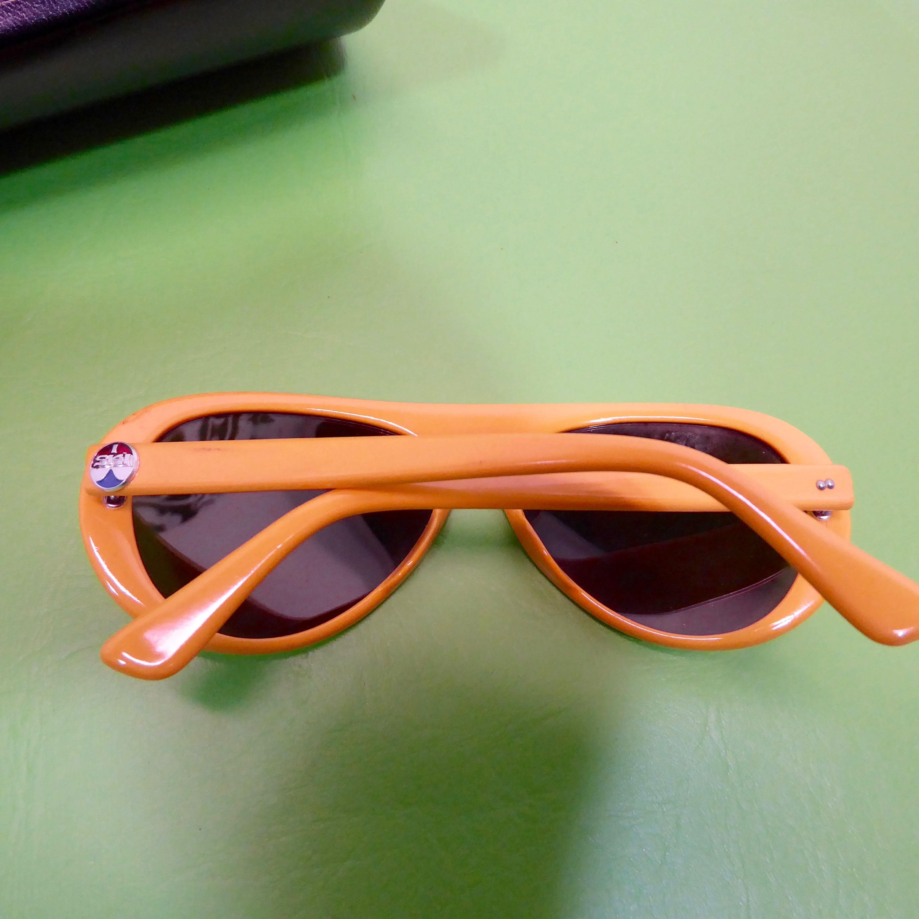 Vintage Bally Iski Sunglasses Late 1970s Unisex Lucite Mustard Yellow Japan 461 Aviator