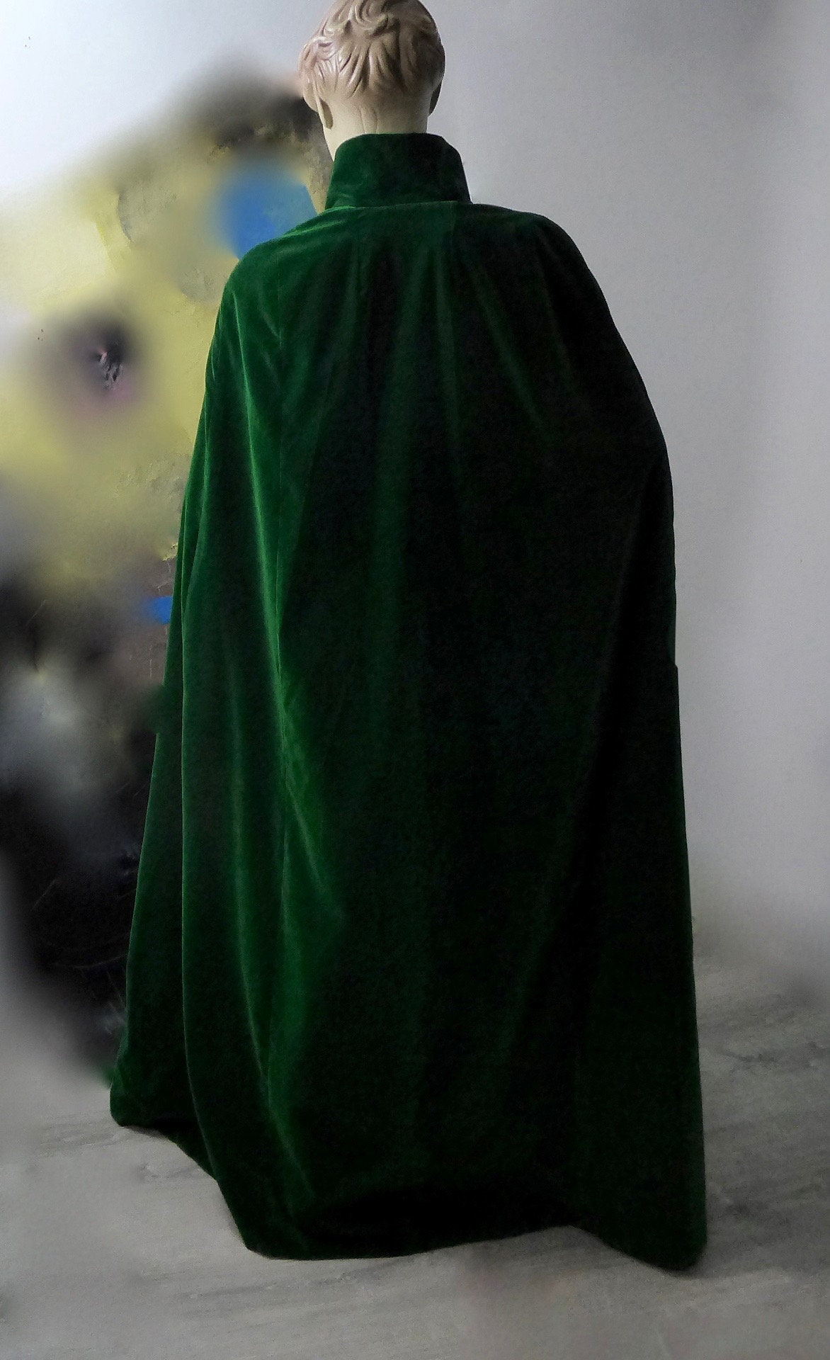 Long Green Velvet Cape. Flower power. 1960's opera. Funky Cape ...