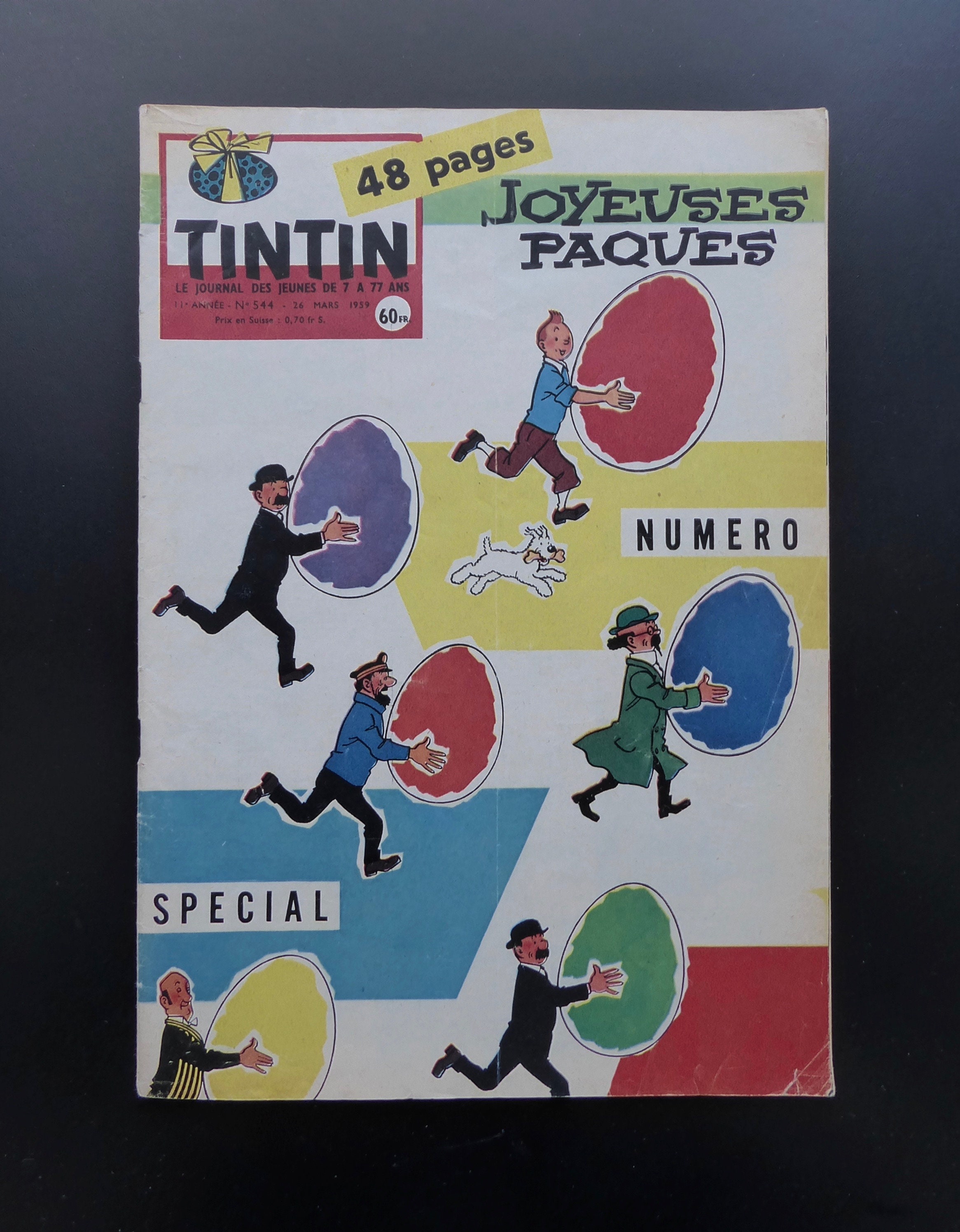 Tintin newspaper. No. 544. French edition. Hergé. 26 March 1959. Happy ...