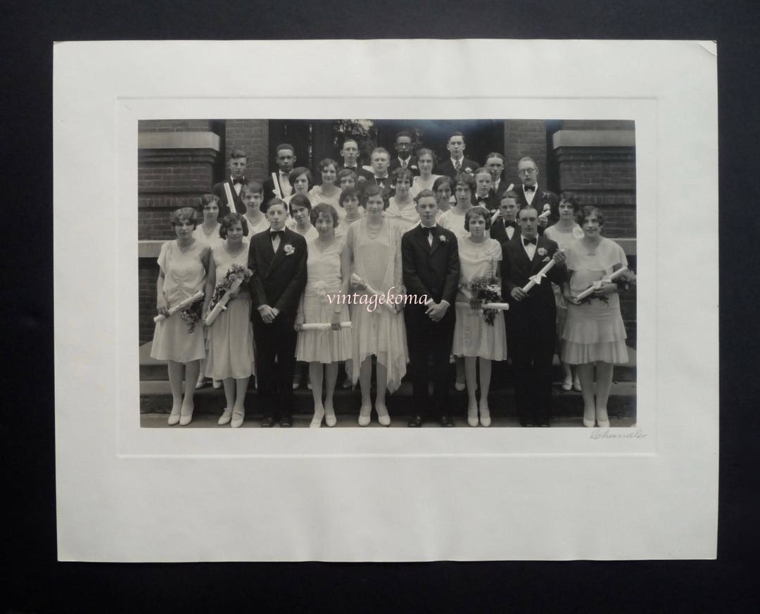 Large Monochrome Photograph.graduation. .group of Young Men, Young ...