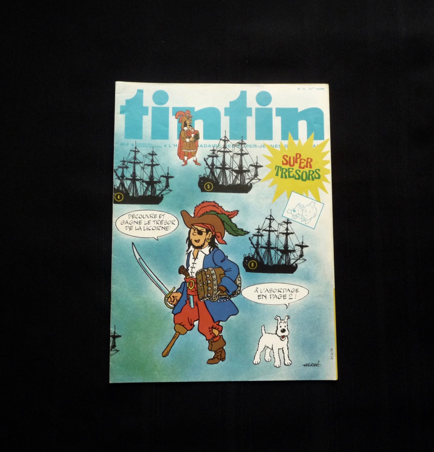Journal Tintin.Pirate. Boats. 4 mats. 33rd year. No.12 Belgian Edition ...