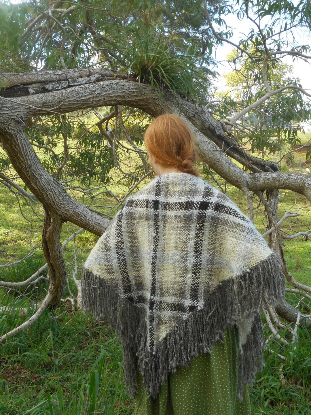 Handwoven Angora & Wool Shawl, Handspun Yarn, Sheep and Bunny Wool ...