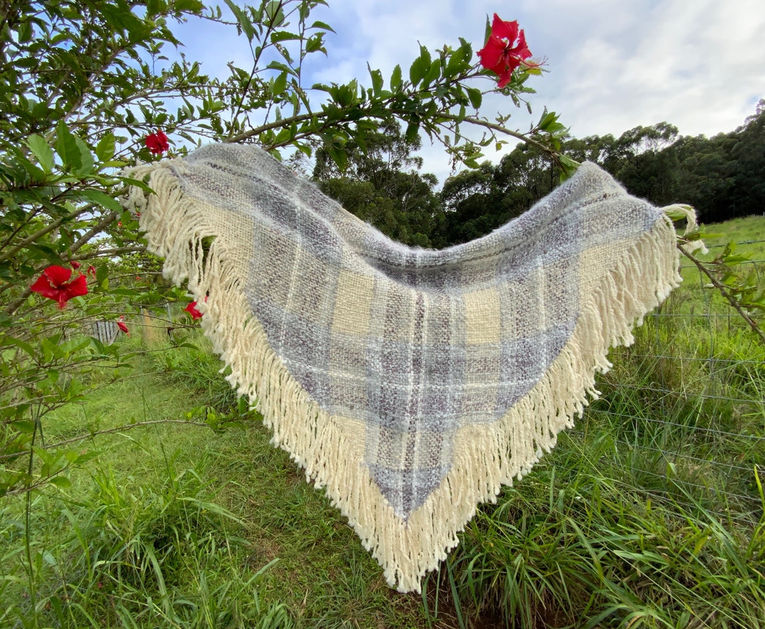 Handwoven Angora & Wool Shawl, Super Soft and Cozy Shawl, Handspun Yarn ...