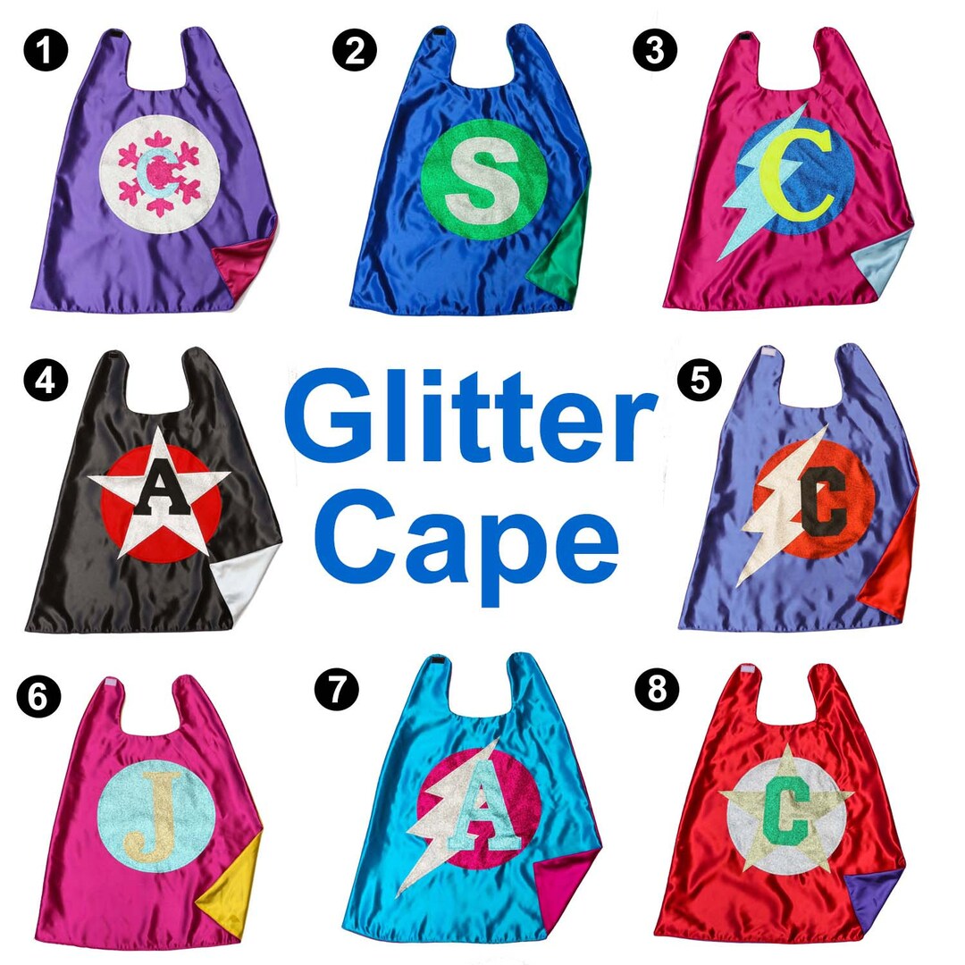 Personalized Glitter Kids Cape – Handmade Superhero Dress Up - Etsy