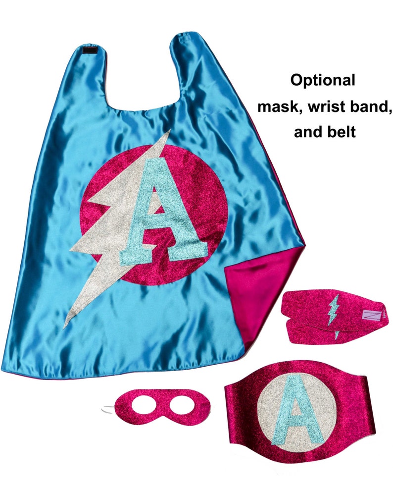 Turquoise Pink Sparkle Cape Silver Lightning Bolt Cape - Etsy