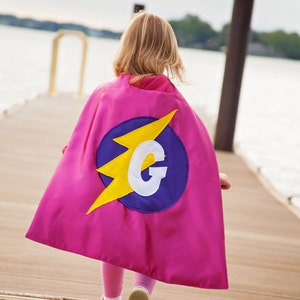 Girls Lightning Bolt Cape - Custom Initial - Fast Shipping - Gift for ...