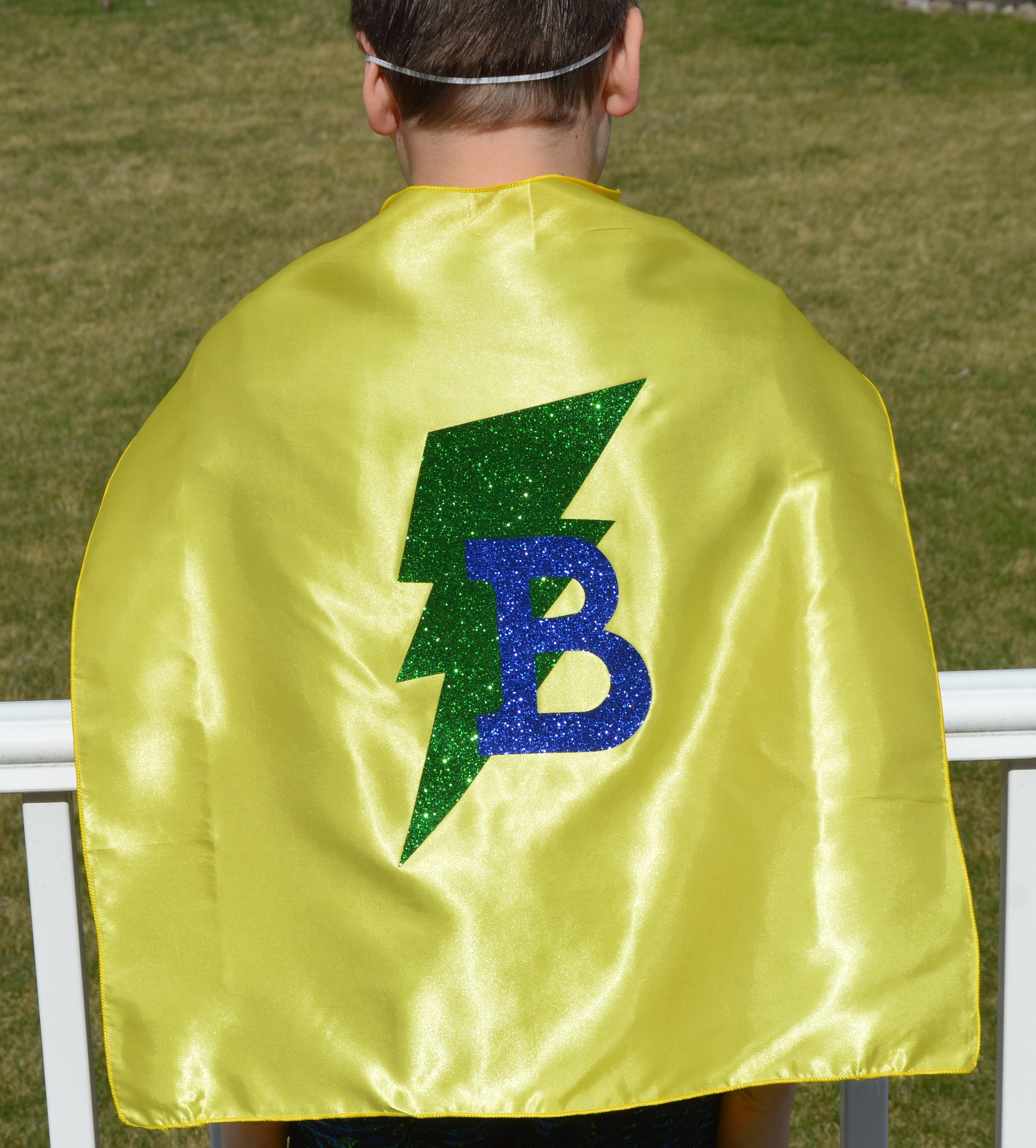 Personalized Satin Superhero Cape – Kids Initial, Glitter Bolt - Etsy