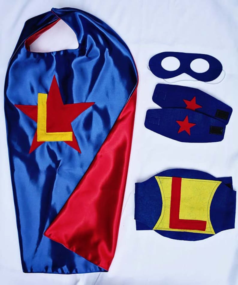 Personalized Superhero Costume Set – Cape, Mask, Belt & Cuffs - Etsy