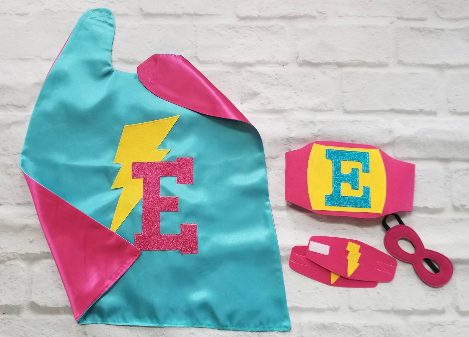 SPARKLE LETTER CAPE Set With Accessories Girl Superhero - Etsy