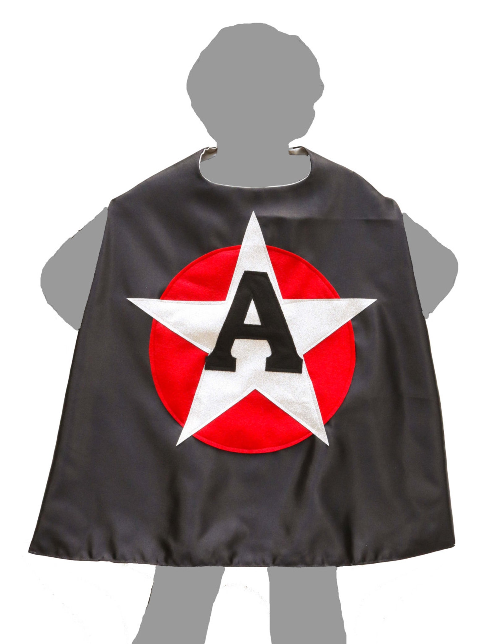 Black Silver Cape Silver Star Cape Silver Superhero Red - Etsy