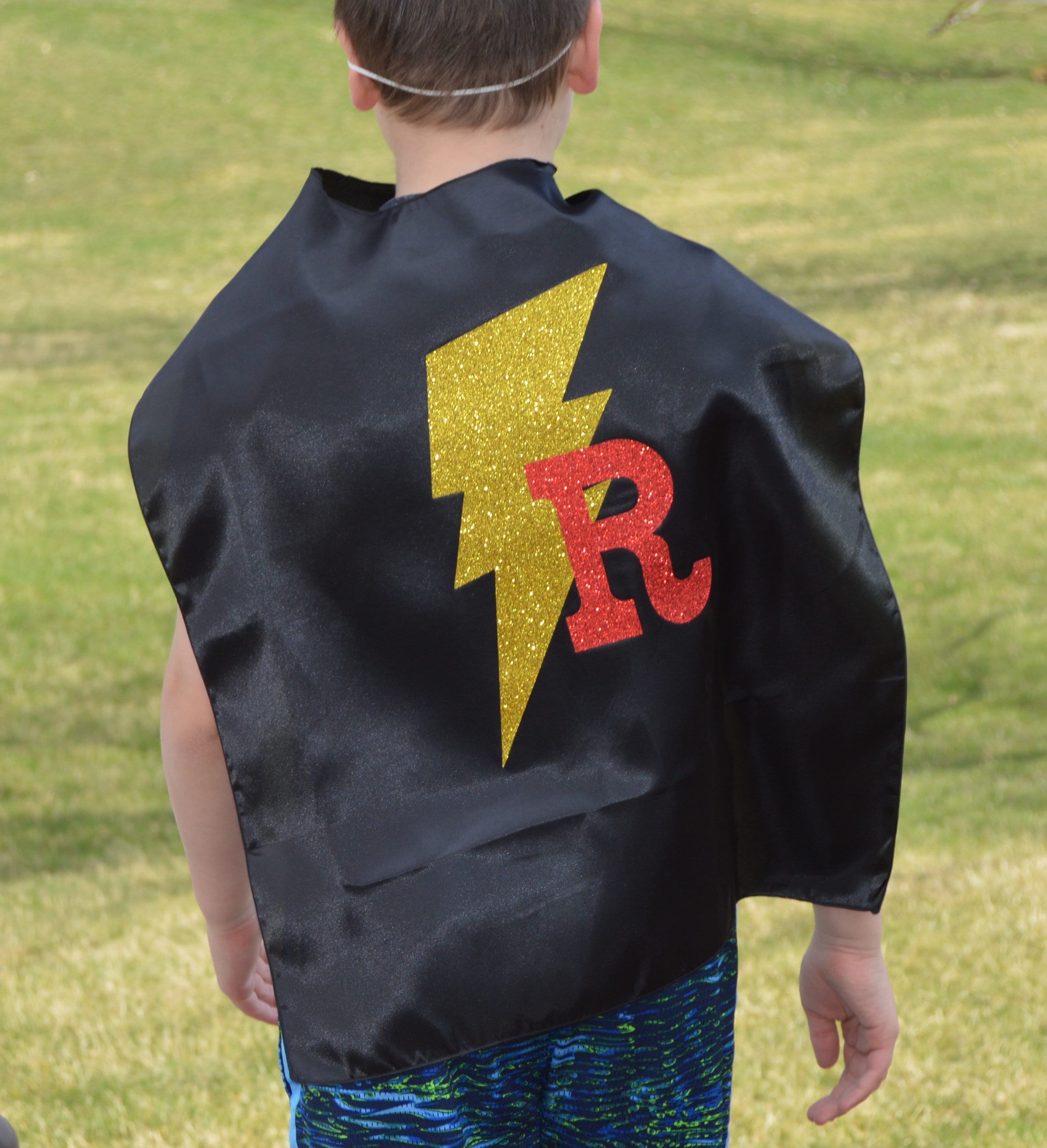 Personalized Satin Superhero Cape – Kids Initial, Glitter Bolt - Etsy