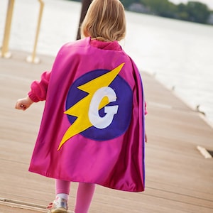 Girls Lightning Bolt Cape - Custom Initial - Fast Shipping - Gift for ...