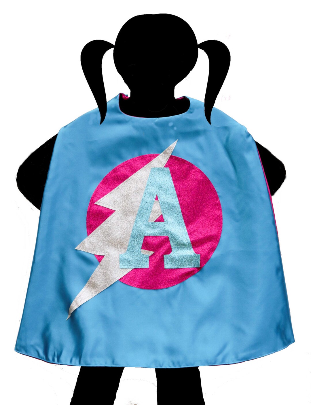 Turquoise Pink Sparkle Cape - Silver Lightning Bolt Cape - Toddler Girl ...