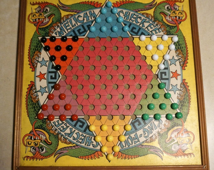 Antique King Foo Chinese Checkers With Marbles, Straits Mfg. Co. - Etsy