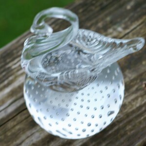 Spectacular Vintage Clear Art Glass Pierpoint Swan Paperweight With ...