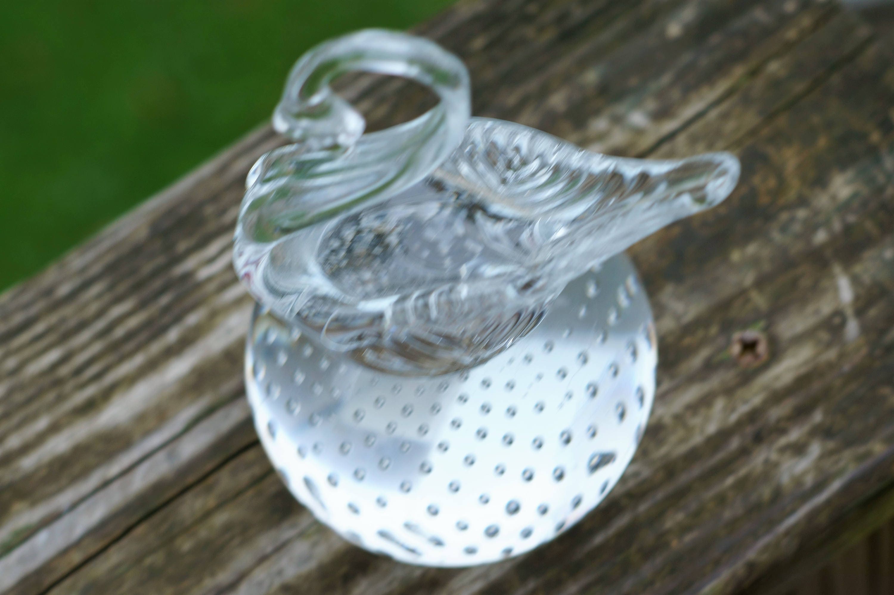 Spectacular Vintage Clear Art Glass Pierpoint Swan Paperweight With ...