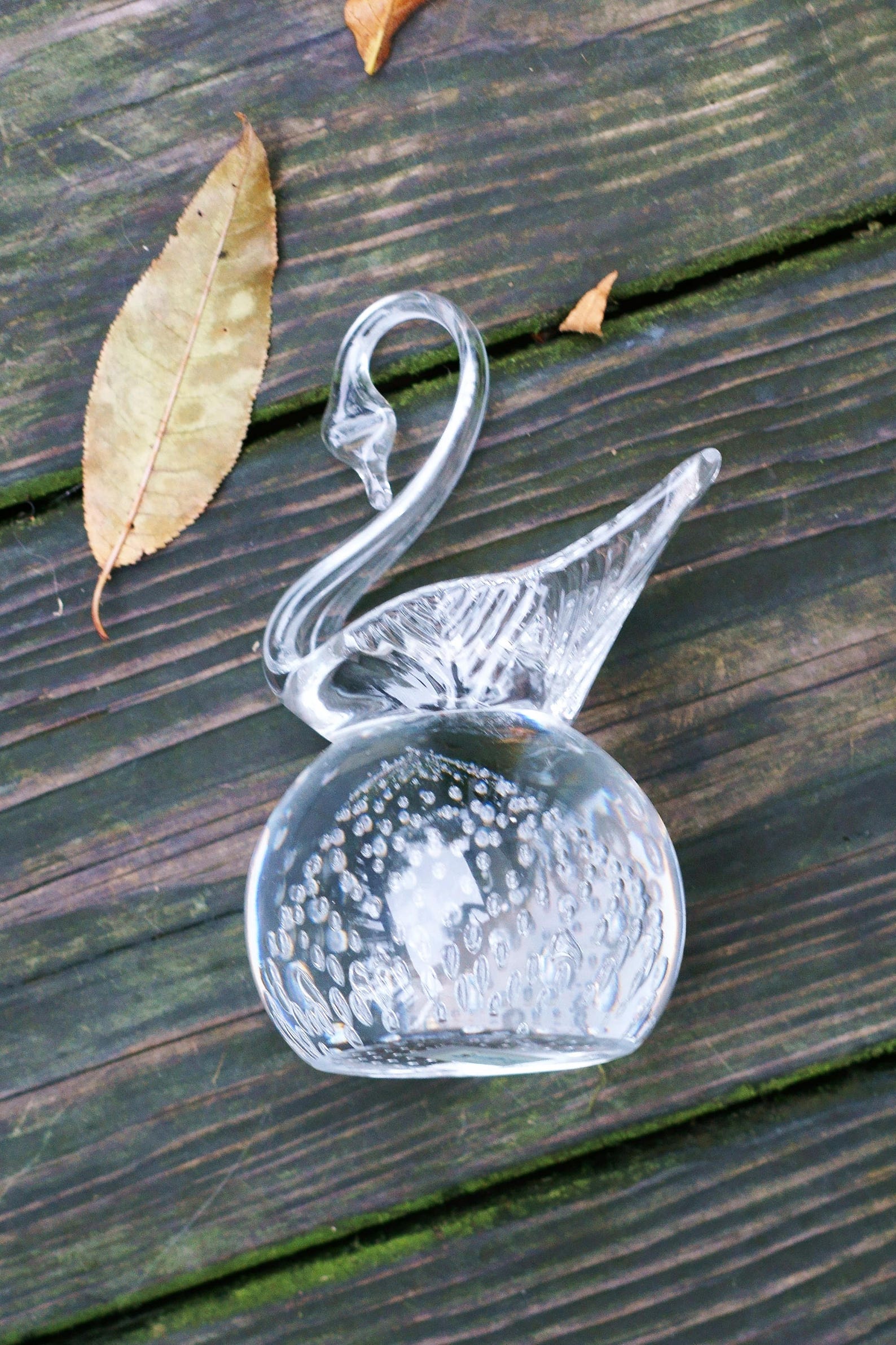 Spectacular Vintage Clear Art Glass Pierpoint Swan Paperweight With ...