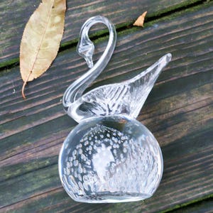 Spectacular Vintage Clear Art Glass Pierpoint Swan Paperweight With ...