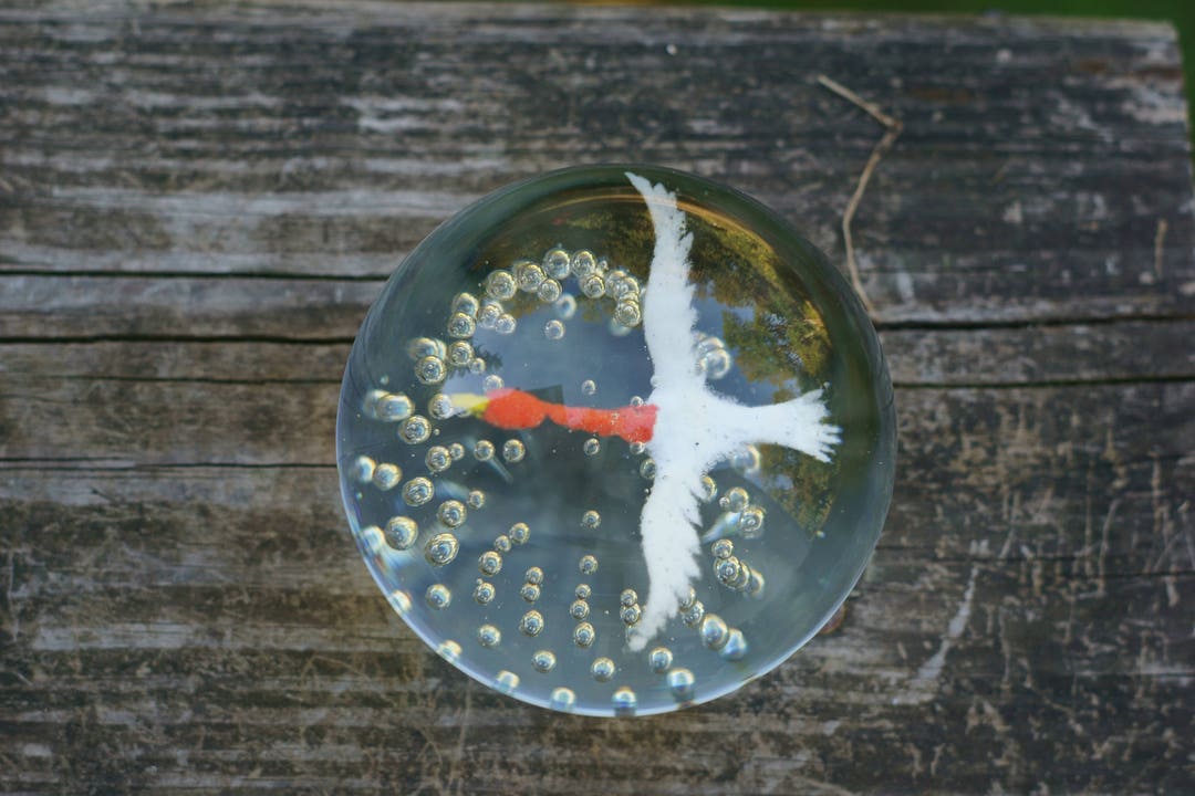 Vintage Gentile Art Glass Paperweight With Flying Goose - Etsy