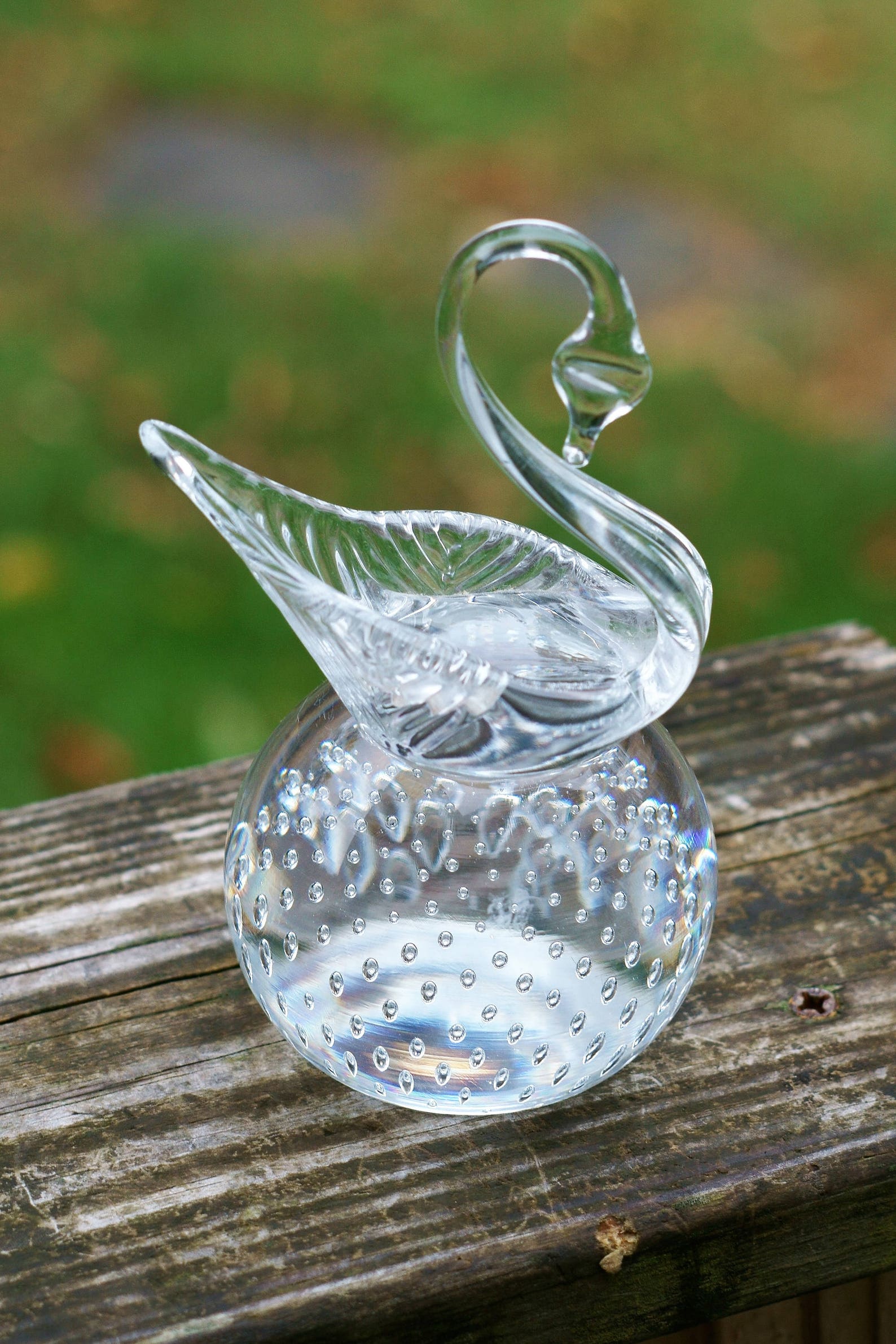 Spectacular Vintage Clear Art Glass Pierpoint Swan Paperweight With ...