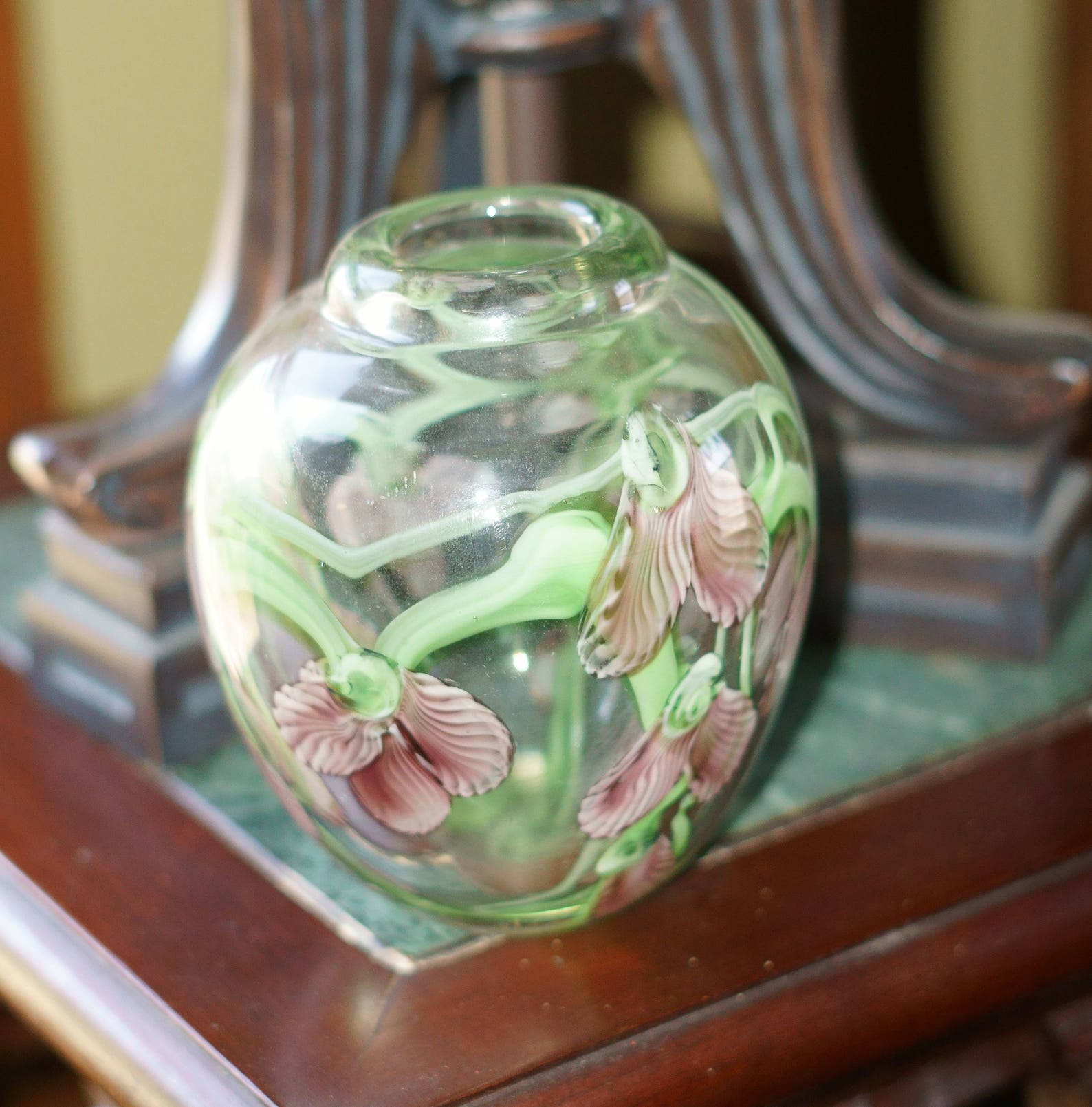Magnificent Handmade Art Glass Vase With Beautiful Floral - Etsy