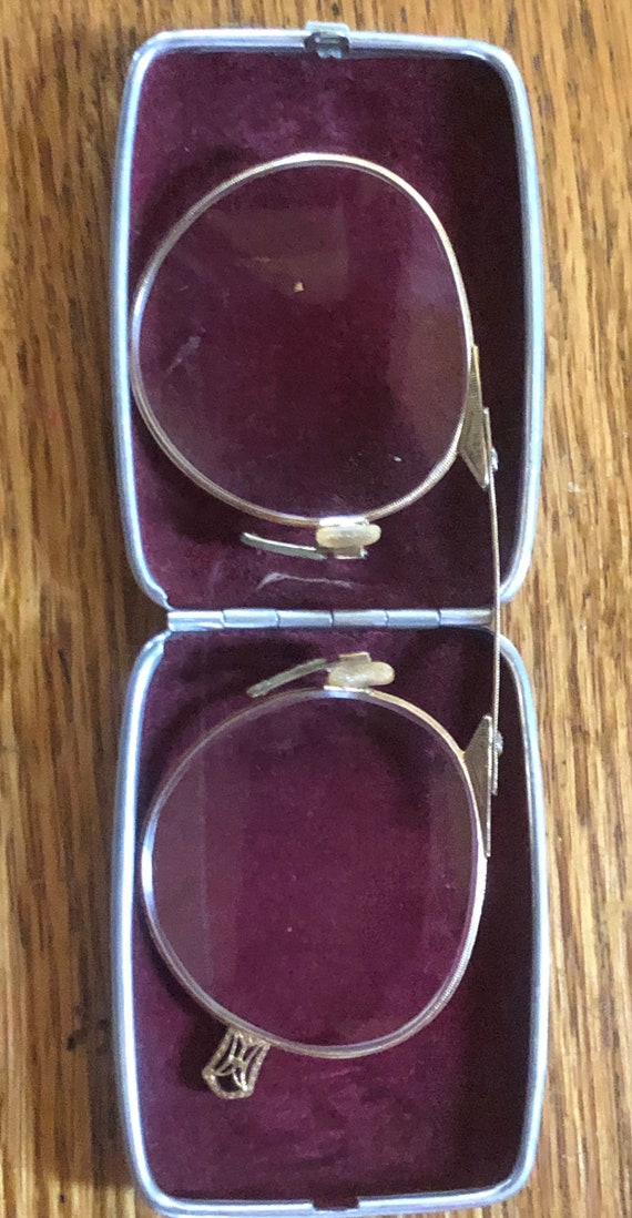 Beautiful Antique Folding Spectacles and Enameled Case - Gem