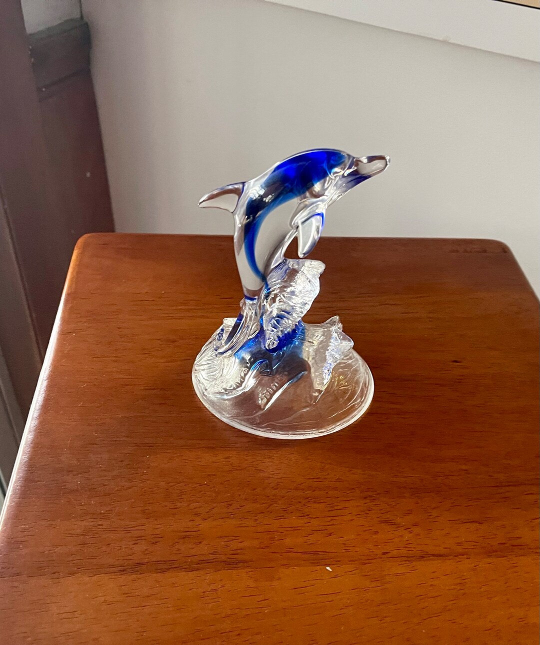 Vintage Art Glass Dolphin Riding a Wave/home Decor - Etsy