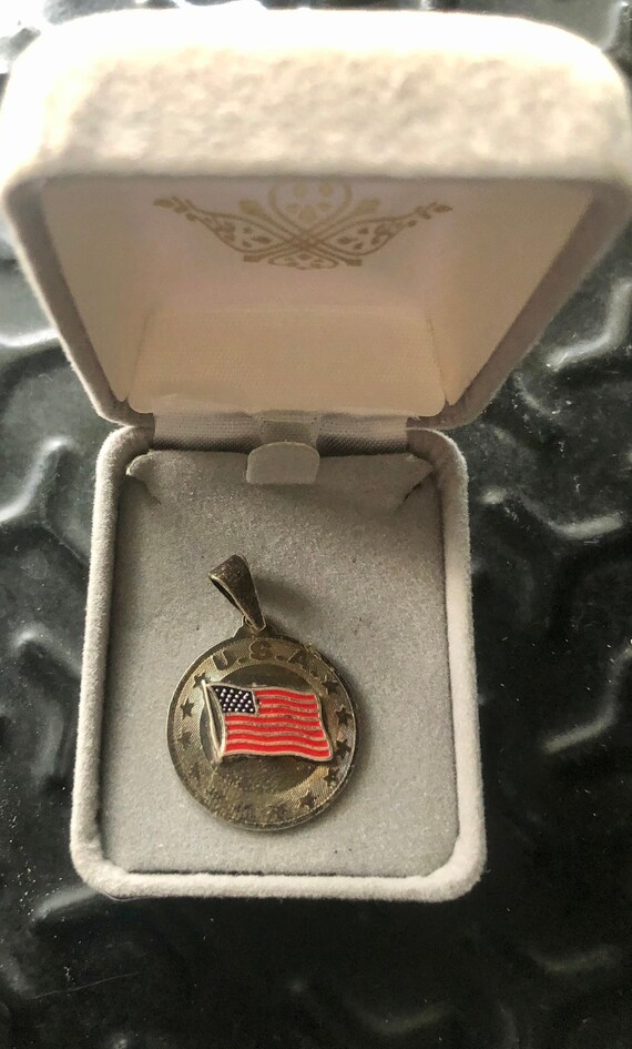 Vintage Usa Enamel Flag Gem