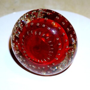 Vintage Glass Pear Paperweight With Controlled Bubbles- Lefton Red Art ...