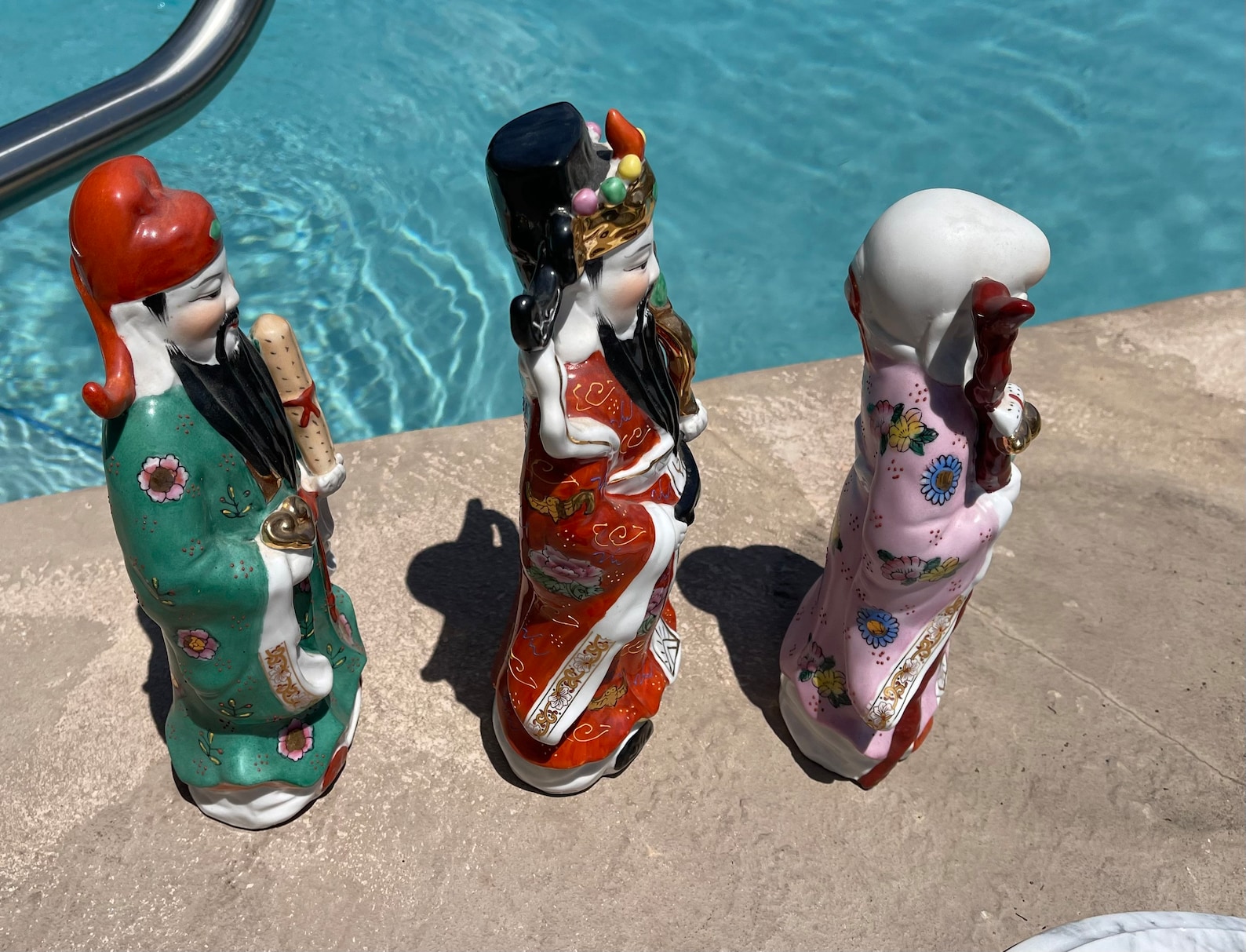 Chinese Deity Statues Set of 3 Gods Box Immortal Figurines Lucky Fu Lu ...