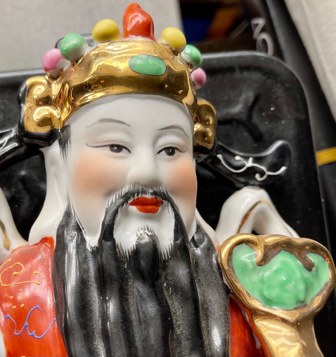 Chinese Deity Statues Set of 3 Gods Box Immortal Figurines Lucky Fu Lu ...