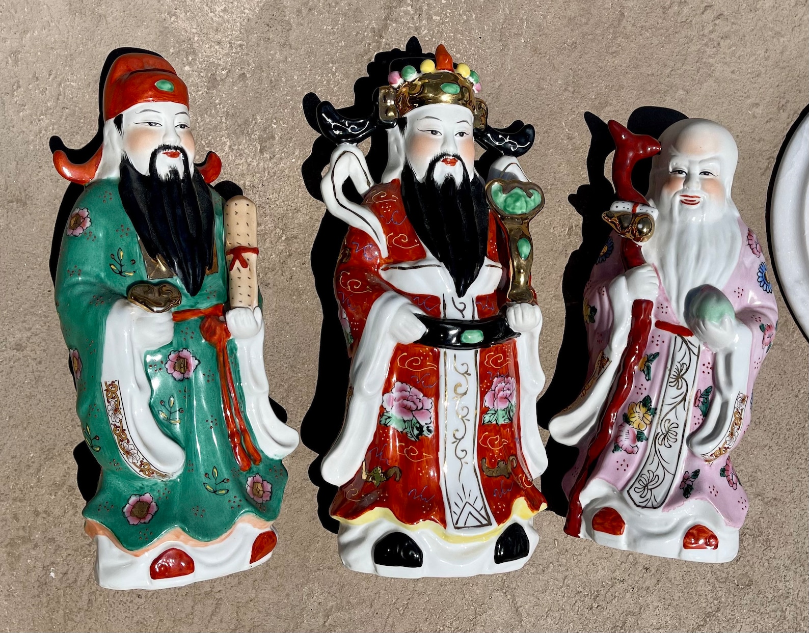 Chinese Deity Statues Set of 3 Gods Box Immortal Figurines Lucky Fu Lu ...