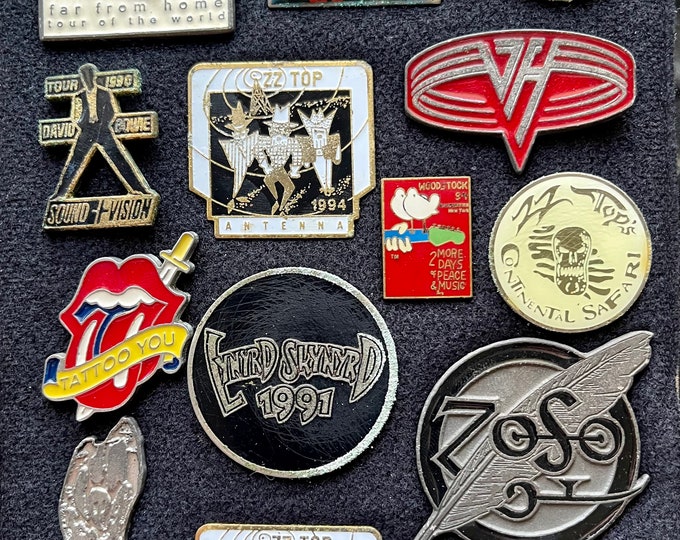 Vintage Super Rare Collection of Enamelled Rock and Roll Pinback Badges ...
