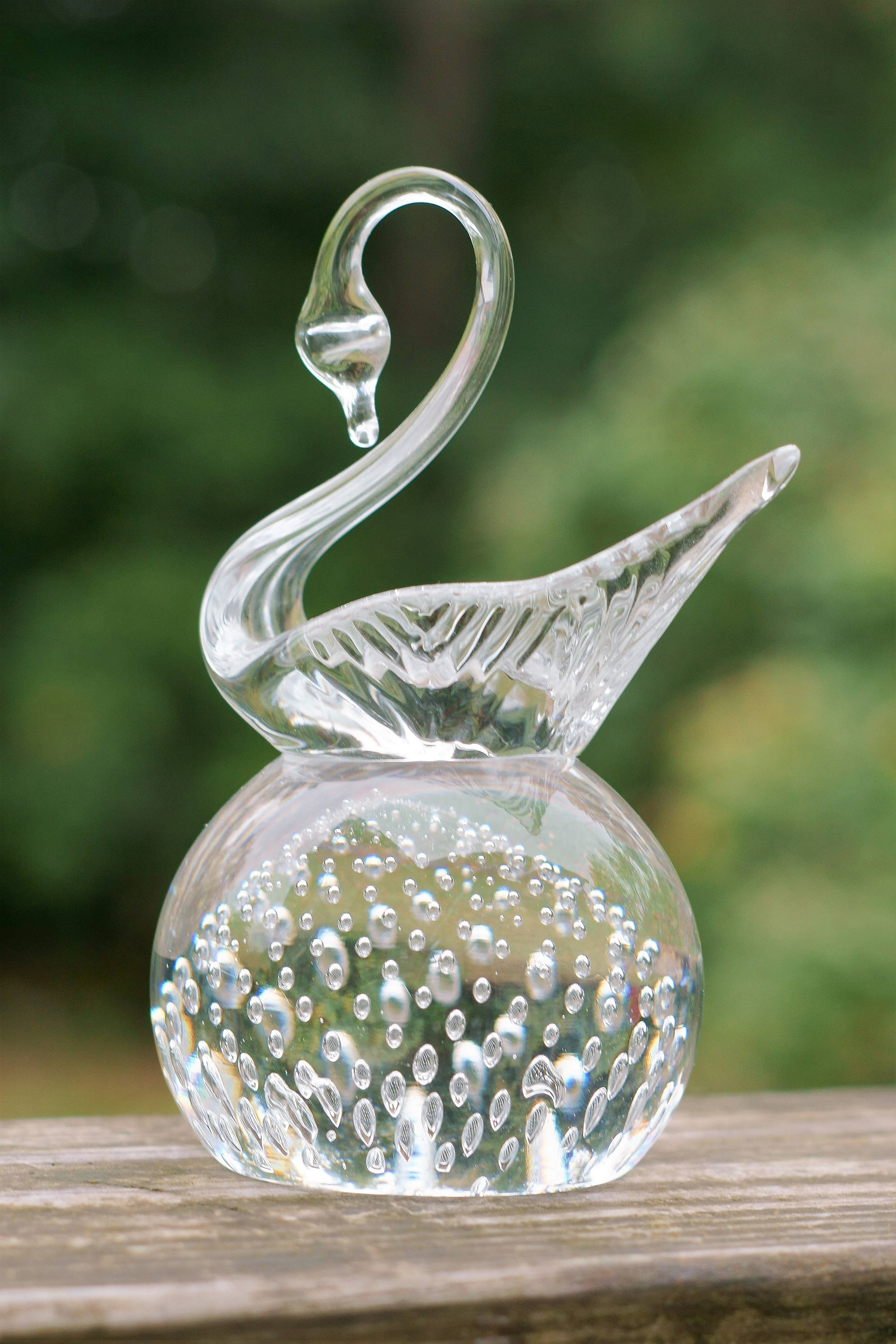 Spectacular Vintage Clear Art Glass Pierpoint Swan Paperweight With ...