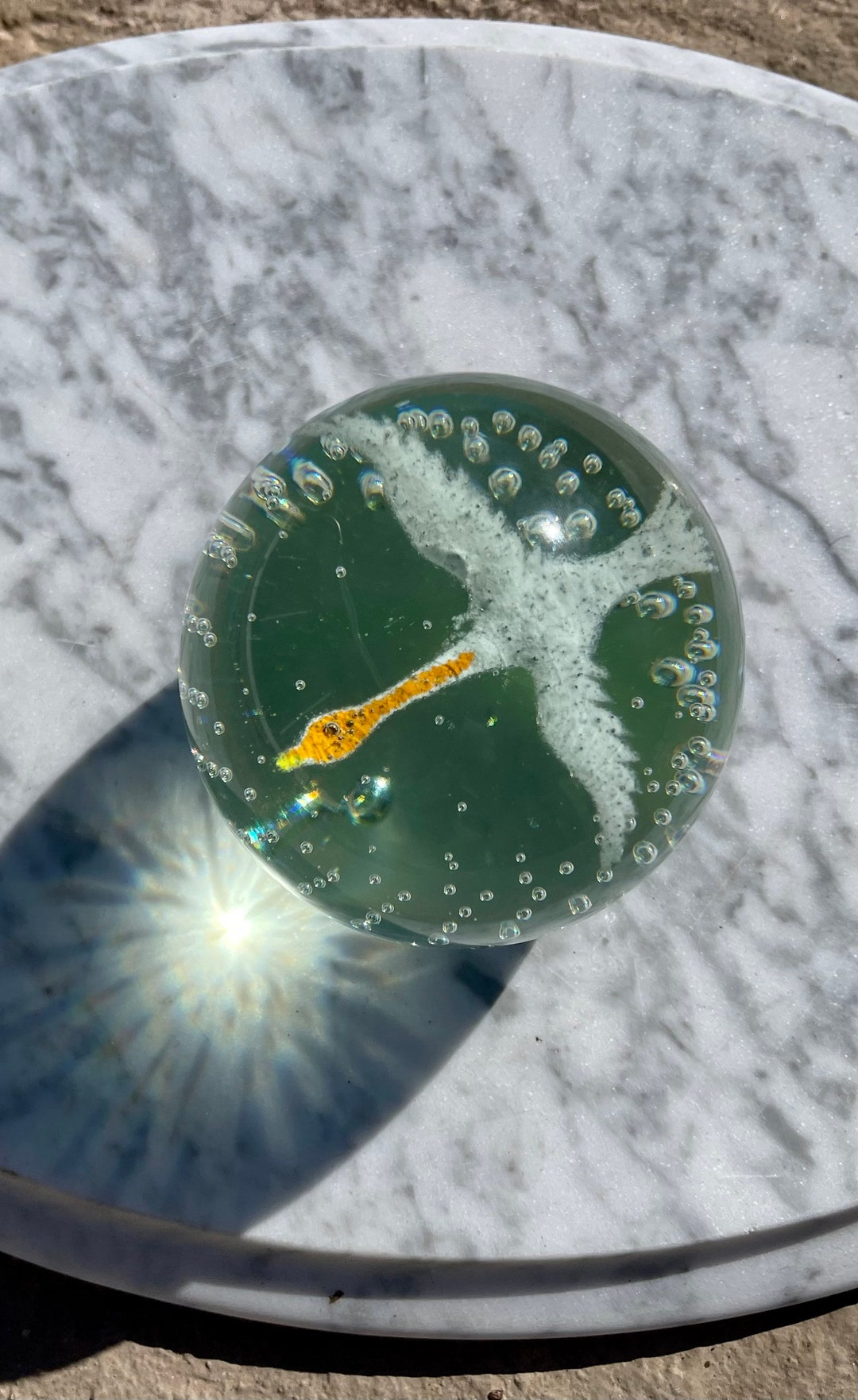 Vintage Art Glass Frit Paperweight Goose in Flight With - Etsy