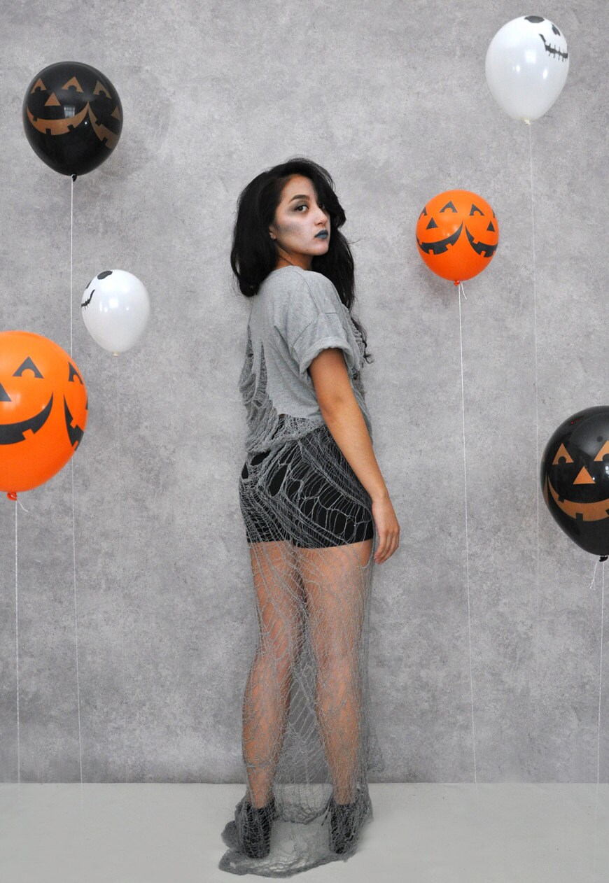 Frankie Grey Zombie Shredded Transparent Mesh Distressed - Etsy