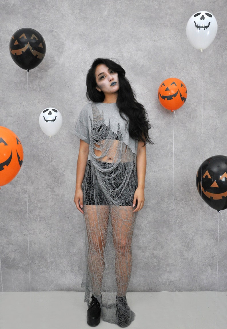 Frankie Grey Zombie Shredded Transparent Mesh Distressed - Etsy