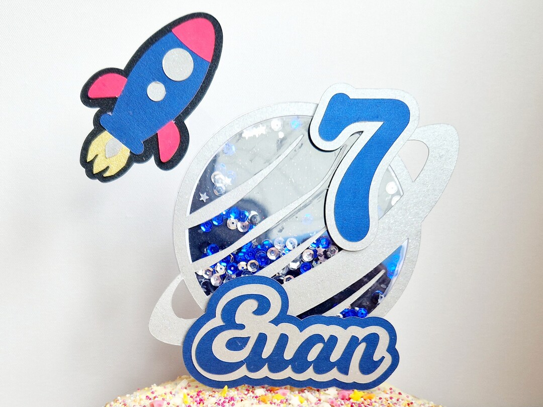 Custom Space Theme Cake Topper for Kids Birthday Party | Personalise ...