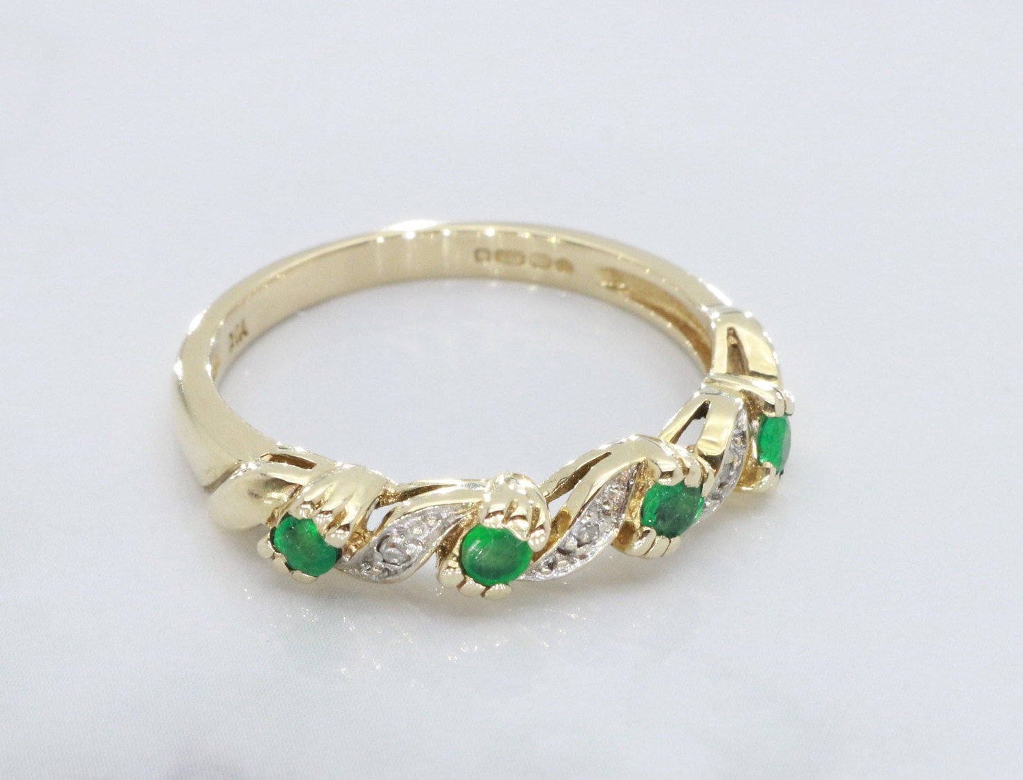 Emerald and Diamond rings Emerald Ring Eternity Ring Gold | Etsy