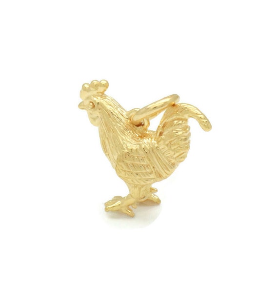 Chicken Necklace Chicken Pendant Gold Vermeil Chicken | Etsy