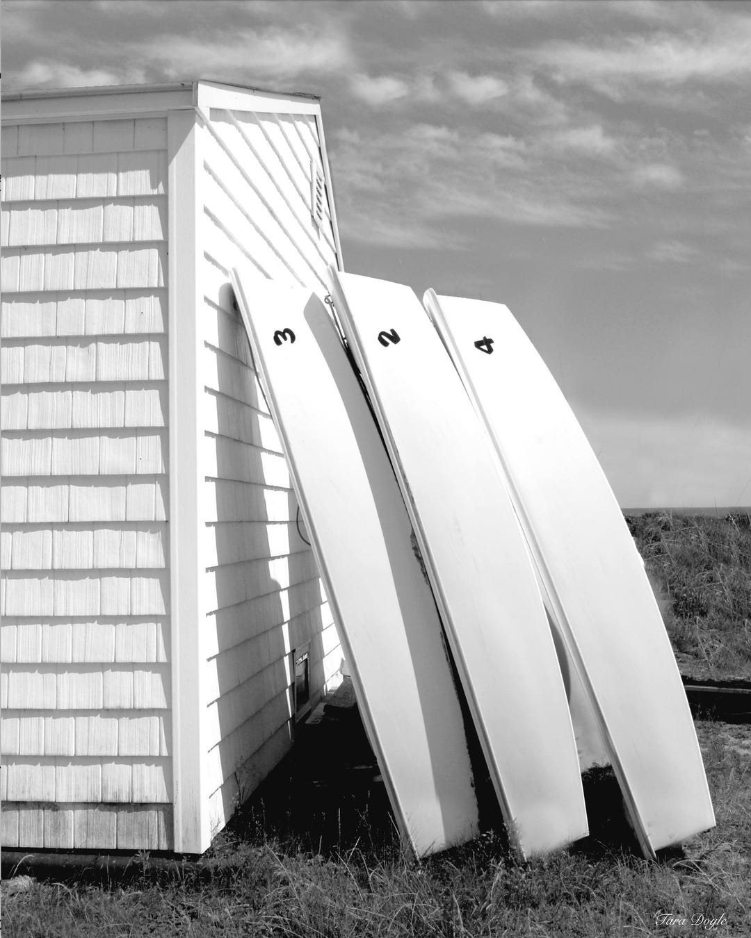 Row Boats Leaning Against Coastal Shack Nautical Photography Print ...