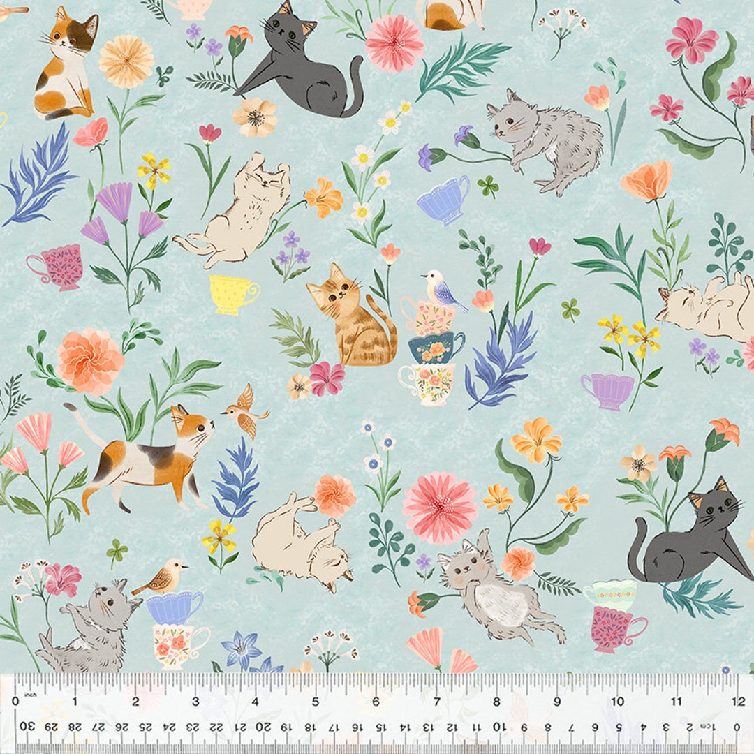 Cats in the Garden by Vivian Yiwing for Windham Fabrics 53851-2 - Etsy
