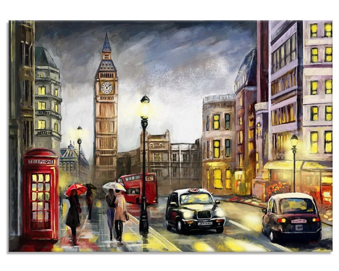 City Scene of London (big Ben?) With Movement , "london Traffic" W/led ...